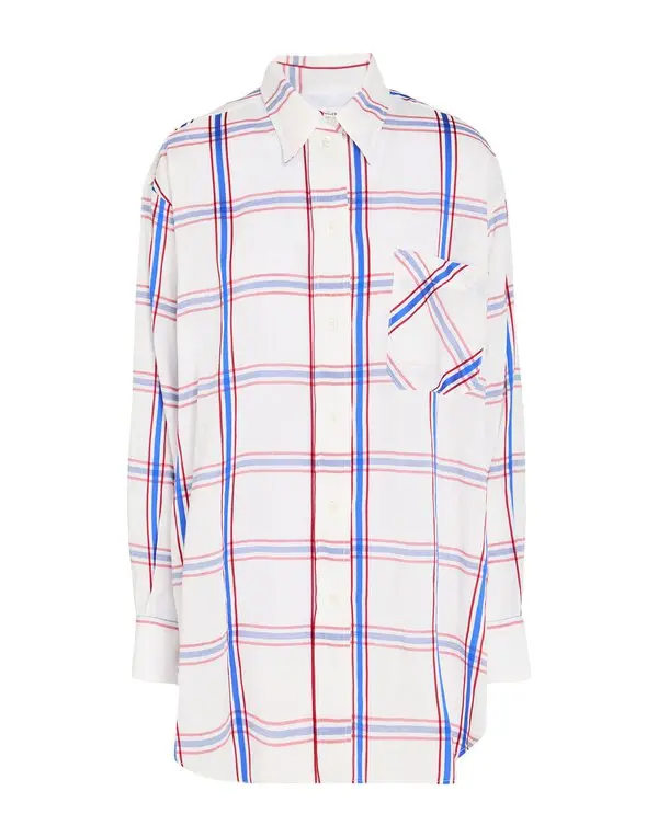 OTTOD'AME Tartan Patterned Oversized Shirt - White