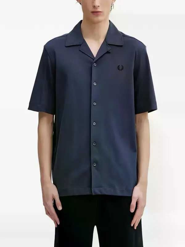 Fred Perry Buttoned Embroidered Shirt - Blue