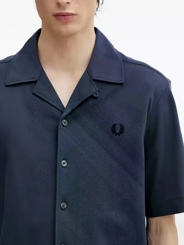 Fred Perry Buttoned Embroidered Shirt - Blue