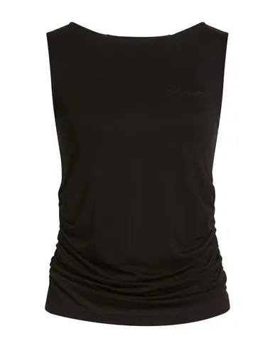 Karl Lagerfeld Sleeveless Gathered Jersey Top - Black