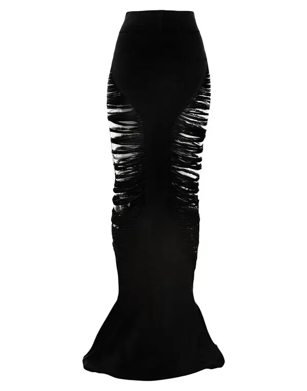 Rick Owens Maxi Flared Virgin Wool Skirt - Black