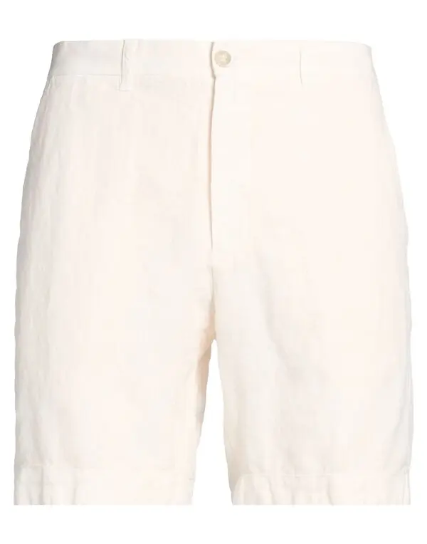 120% Lino Casual Linen Shorts - White