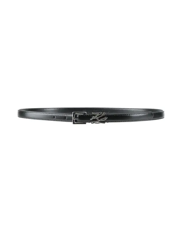 Karl Lagerfeld Leather Skinny Belt With Appliqu