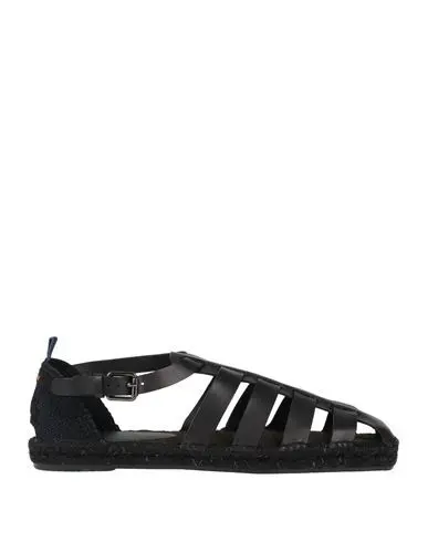 CastaÑer Leather Espadrille Sandals - Black