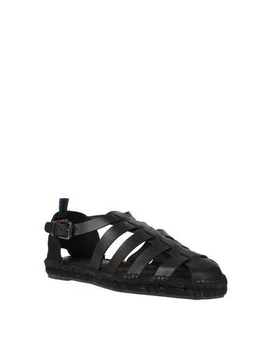 CastaÑer Leather Espadrille Sandals - Black