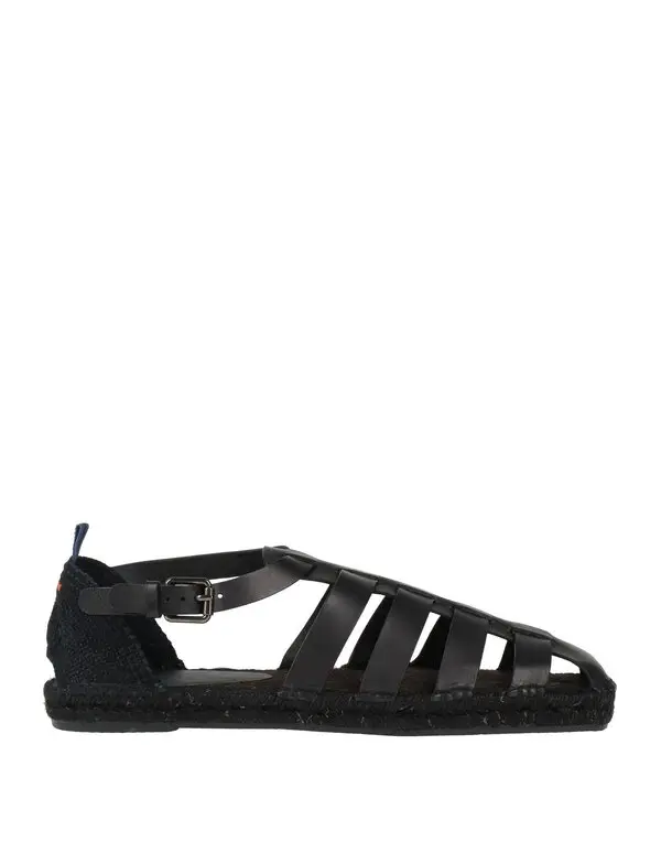 CastaÑer Leather Espadrille Sandals - Black