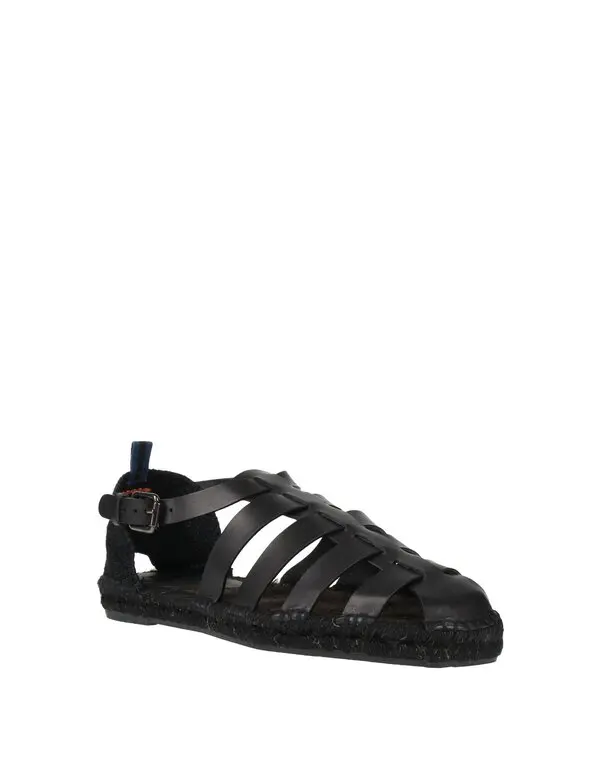 CastaÑer Leather Espadrille Sandals - Black