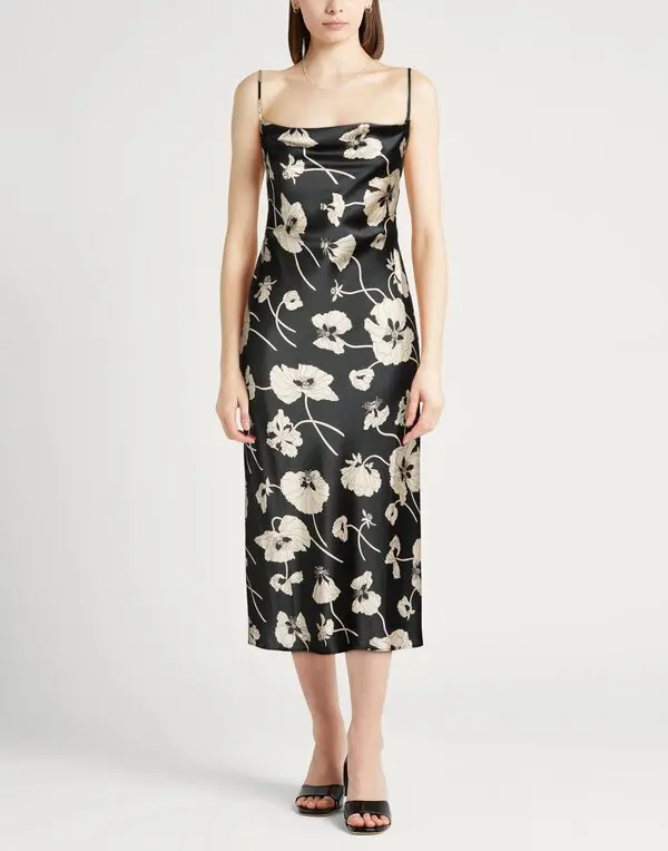 REALLY WILD Silk Floral Print Midi Dress