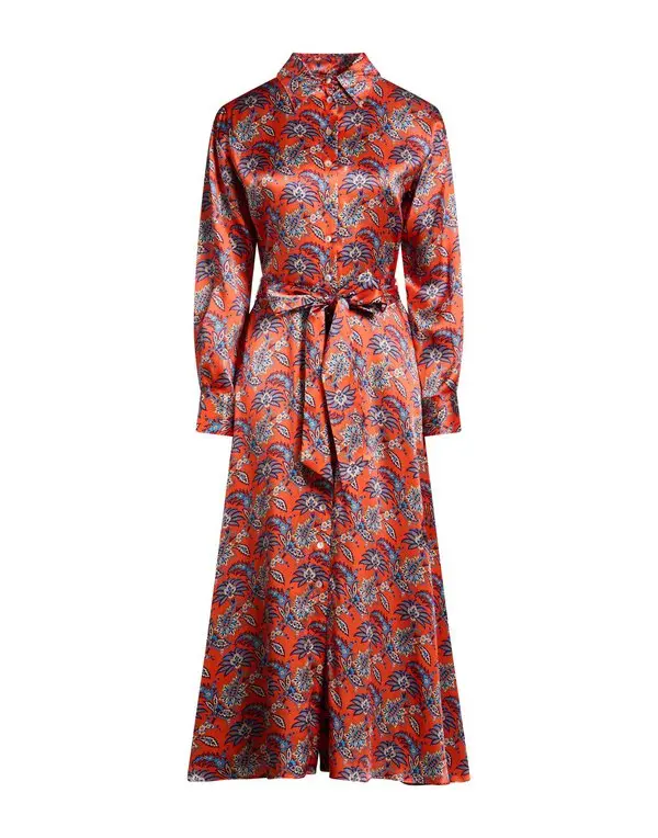 REALLY WILD Silk Paisley Print Midi Shirt Dress