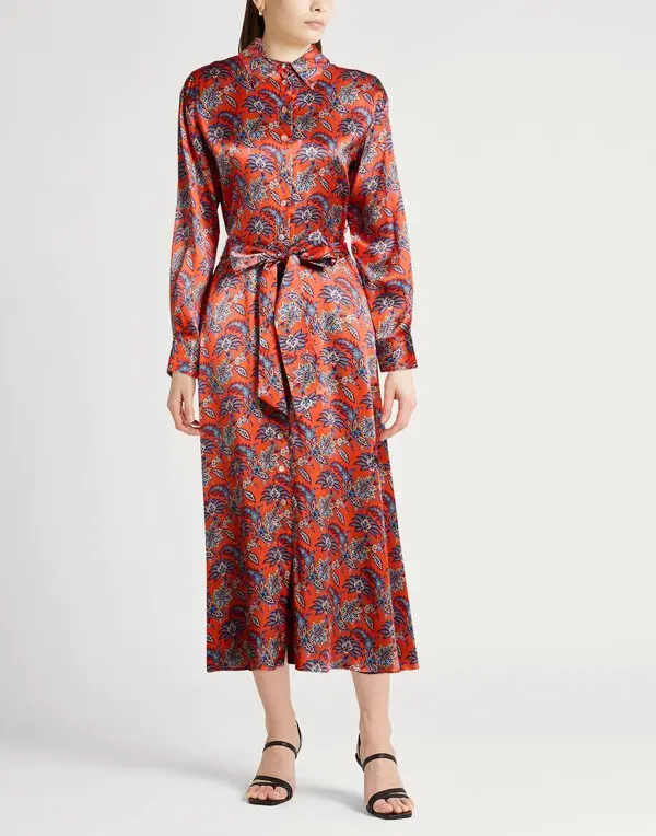 REALLY WILD Silk Paisley Print Midi Shirt Dress