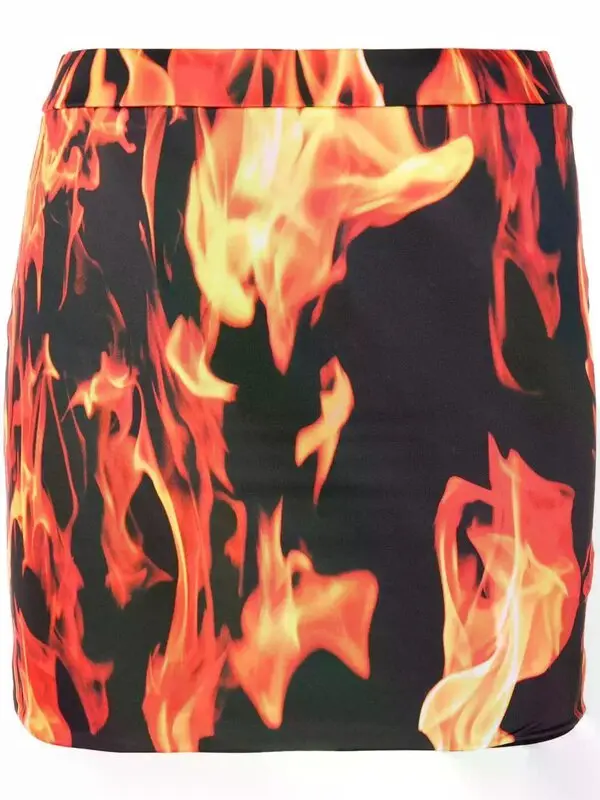 Vetements Fire-print Skirt - Black