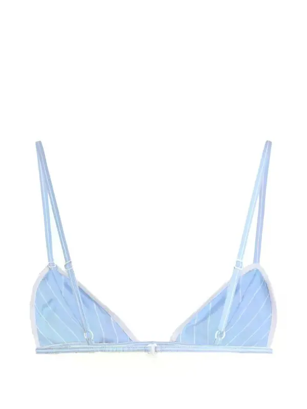 Dolce & Gabbana Striped Poplin Bra With Embroidery - Blue