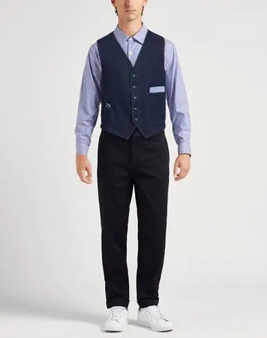 BERNA Tailored Cotton Vest - Blue
