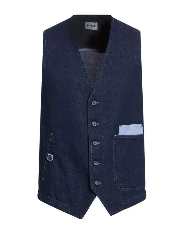 BERNA Tailored Cotton Vest - Blue