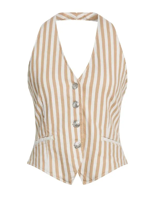 Rag & Bone Halterneck Striped Cotton Linen Blend Vest