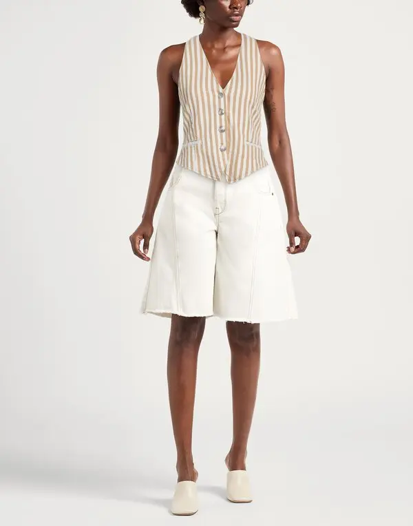 Rag & Bone Halterneck Striped Cotton Linen Blend Vest