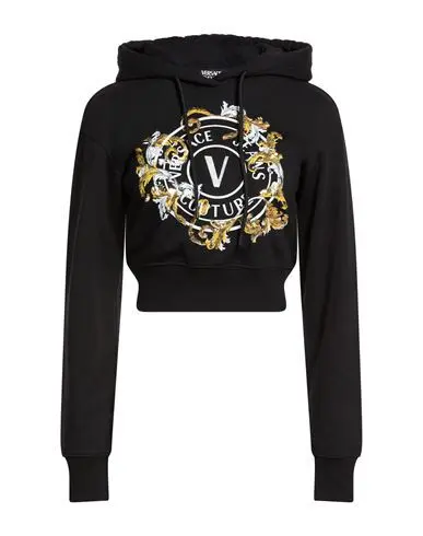 Versace Cropped Hooded Sweatshirt - Black