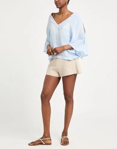 FISICO Ramie V-neck Top - Blue