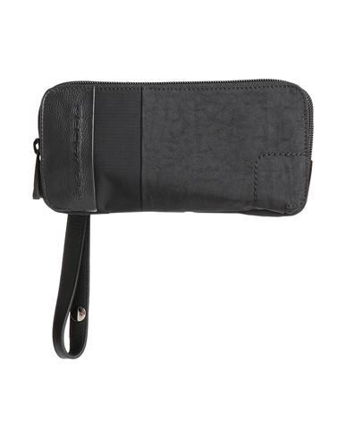 PIQUADRO Clutch With Leather Trims - Black