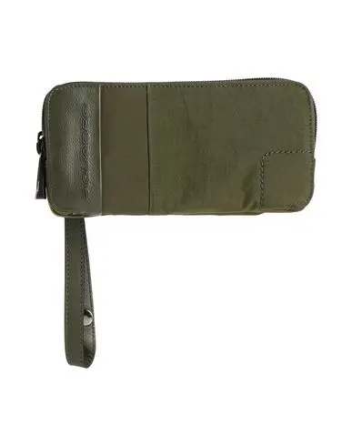 PIQUADRO Polyester, Cotton, Cow Leather Clutch With Top Handle And Detachable Shoulder Strap - Green