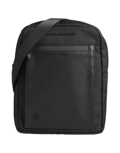 PIQUADRO Cross-body Bag In Leather And Nylon - Black