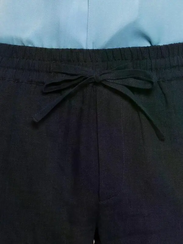 Sandro Straight-leg Linen Trousers With Elasticated Drawstring Waist - Blue