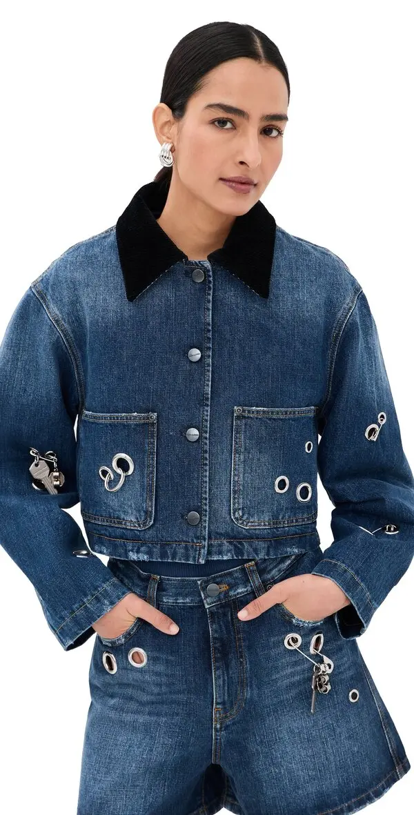 Marc Jacobs Grommet Utility Jacket - Medium Wash Indigo
