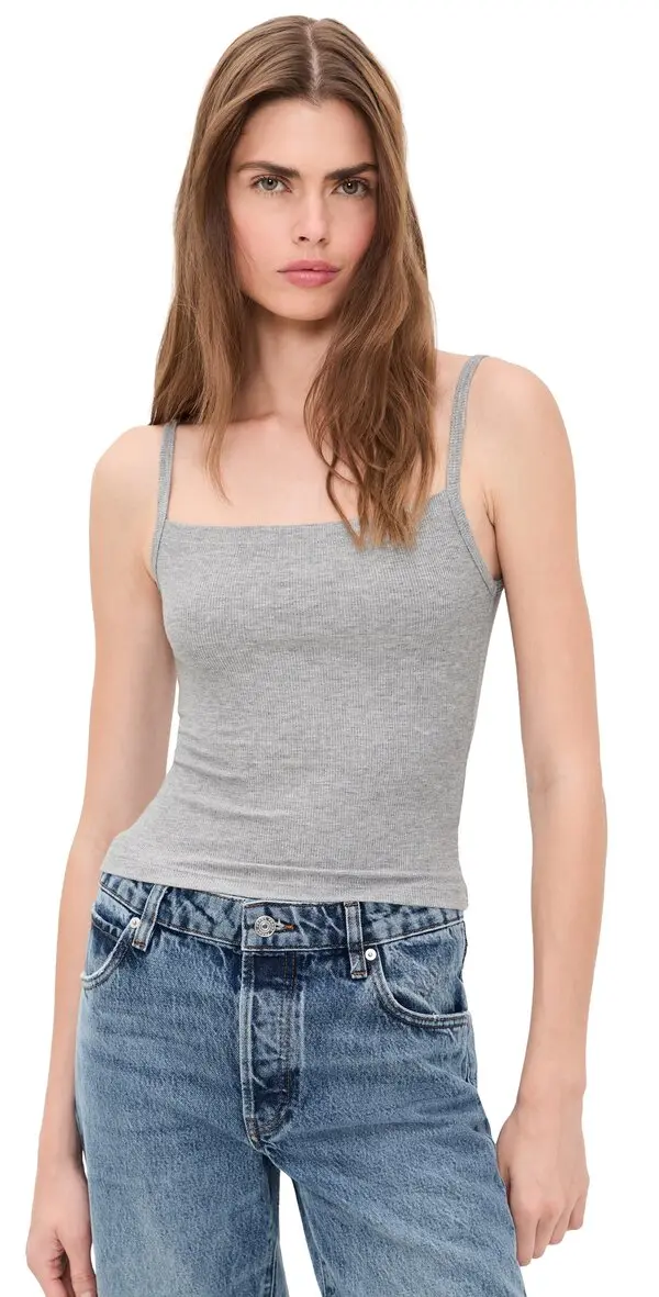 Eterne 90's Ribbed Tank Top - Heather Grey