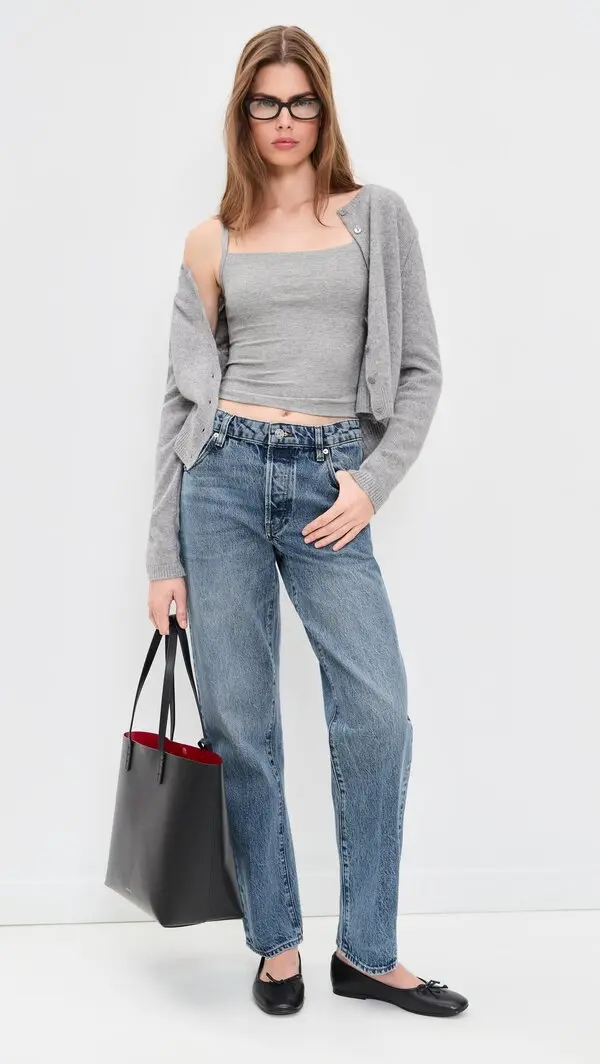 Eterne 90's Ribbed Tank Top - Heather Grey