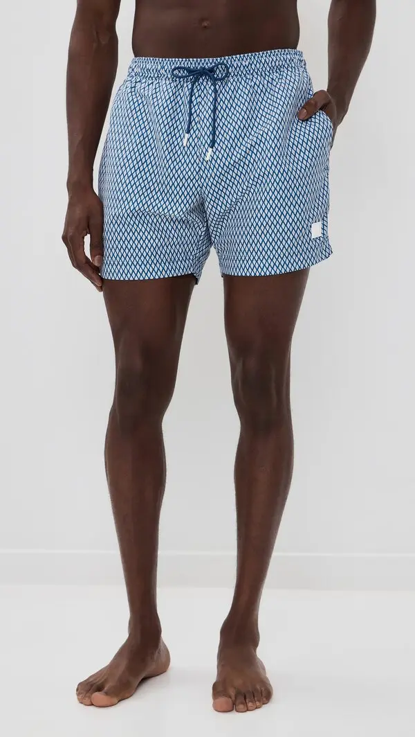 BOSS Geometric Print Swim Trunks