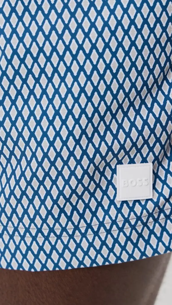 BOSS Geometric Print Swim Trunks