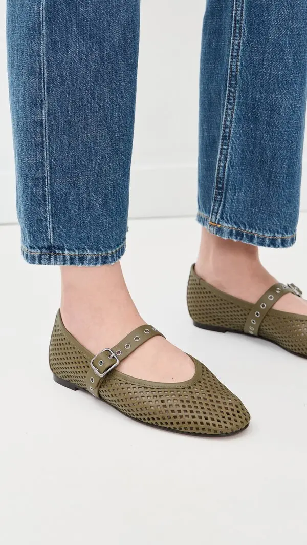 Madewell Remy Mary Jane Flats - Worn Olive
