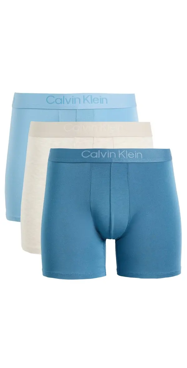 Calvin Klein Ultra Soft Modal 3-pack Boxer Briefs - Oatmeal Heather/gulf Blue/libe