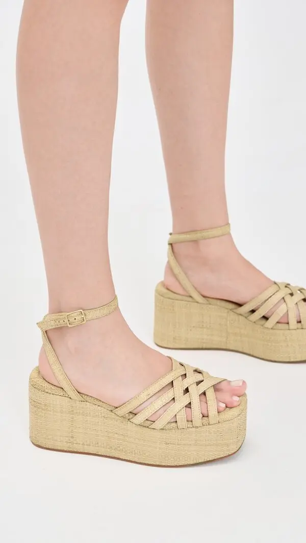 LOEFFLER RANDALL Channing Platform Sandals - Natural
