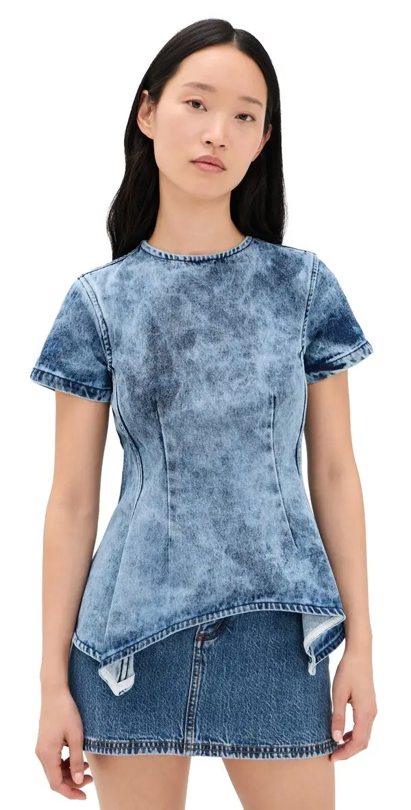 MARQUES' ALMEIDA Acid Wash Denim Fitted T-shirt