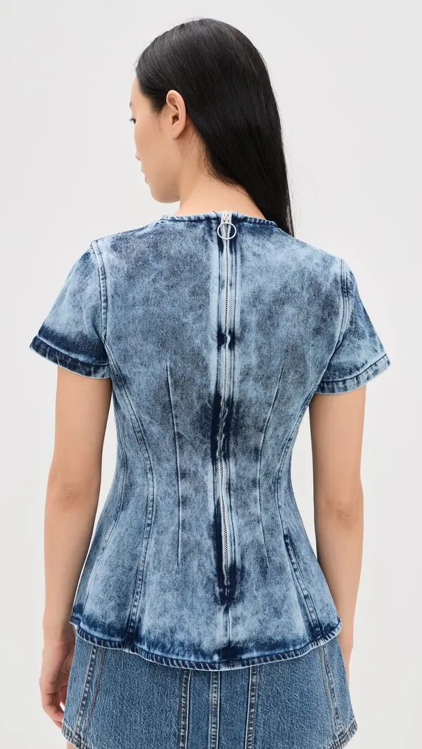MARQUES' ALMEIDA Acid Wash Denim Fitted T-shirt