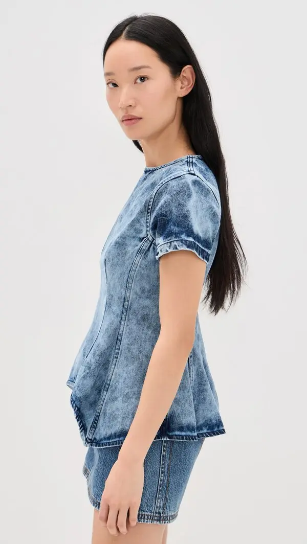 MARQUES' ALMEIDA Acid Wash Denim Fitted T-shirt