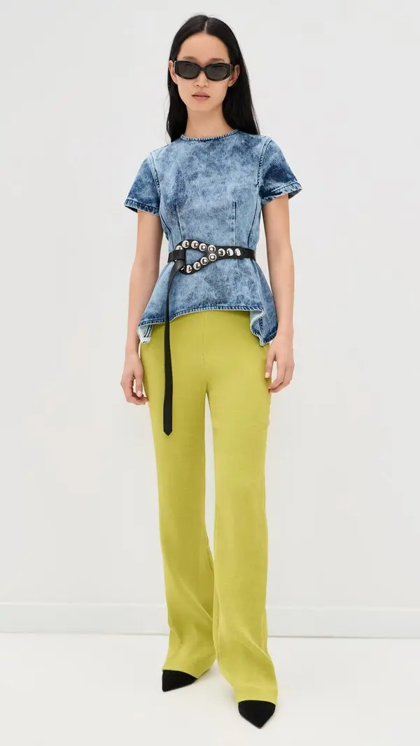 MARQUES' ALMEIDA Acid Wash Denim Fitted T-shirt