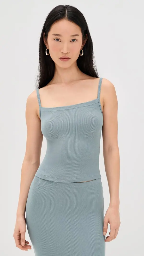 Eterne Square Neck Ribbed Tank - Slate