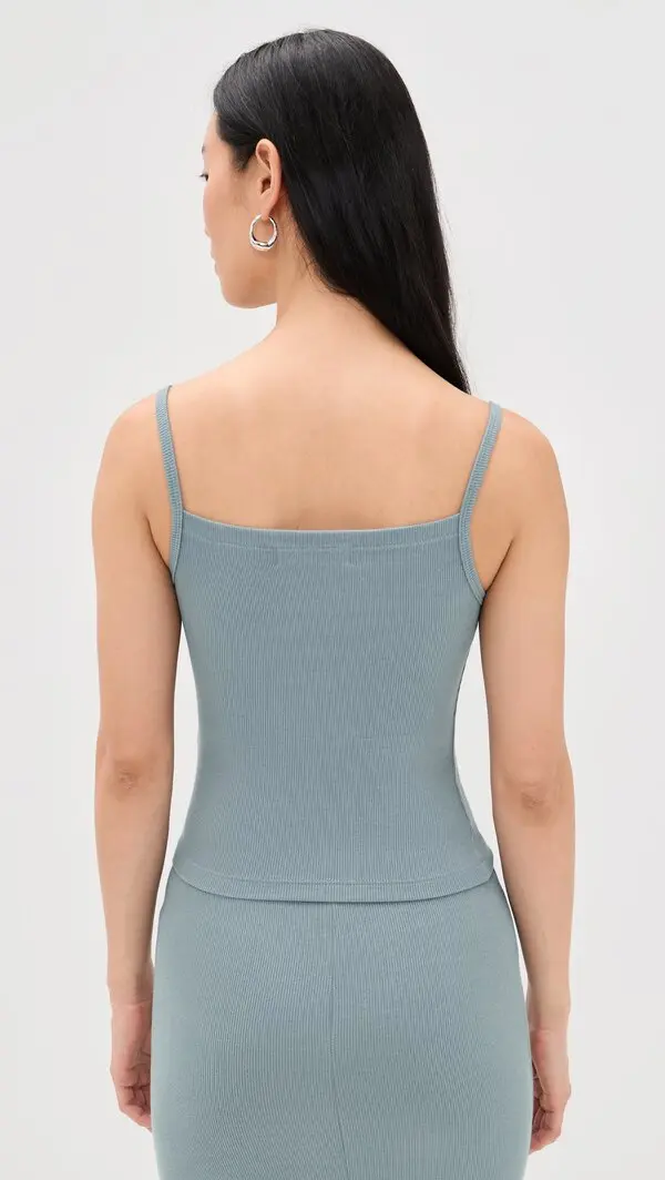 Eterne Square Neck Ribbed Tank - Slate