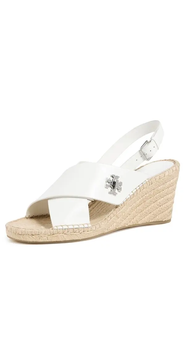 Tory Burch Turnlock Wedge Espadrilles - Bianco Laredo
