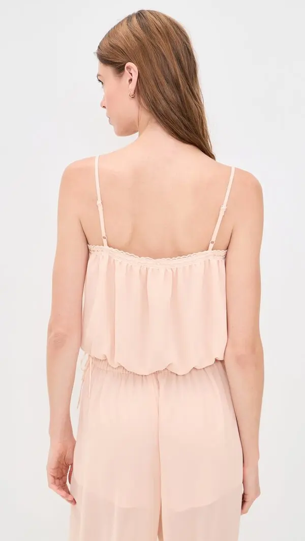 WAYF Jasmine Cami Top With Lace Trim And Bow Embellishments - Peach