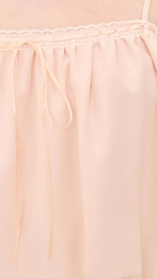 WAYF Jasmine Cami Top With Lace Trim And Bow Embellishments - Peach