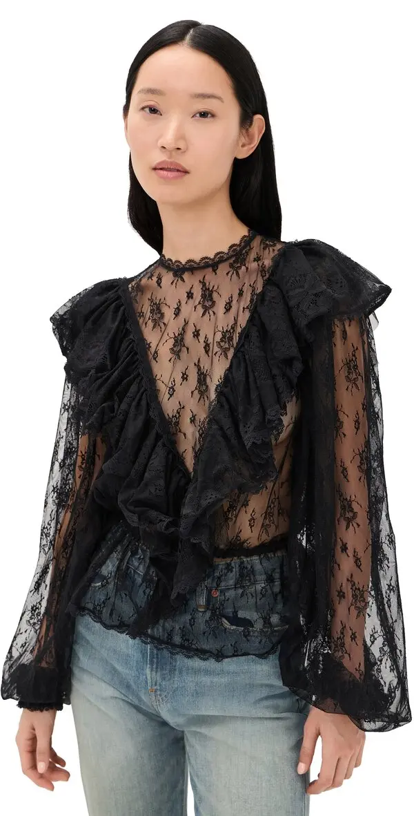 Ronny Kobo Talia Lace Blouse - Black