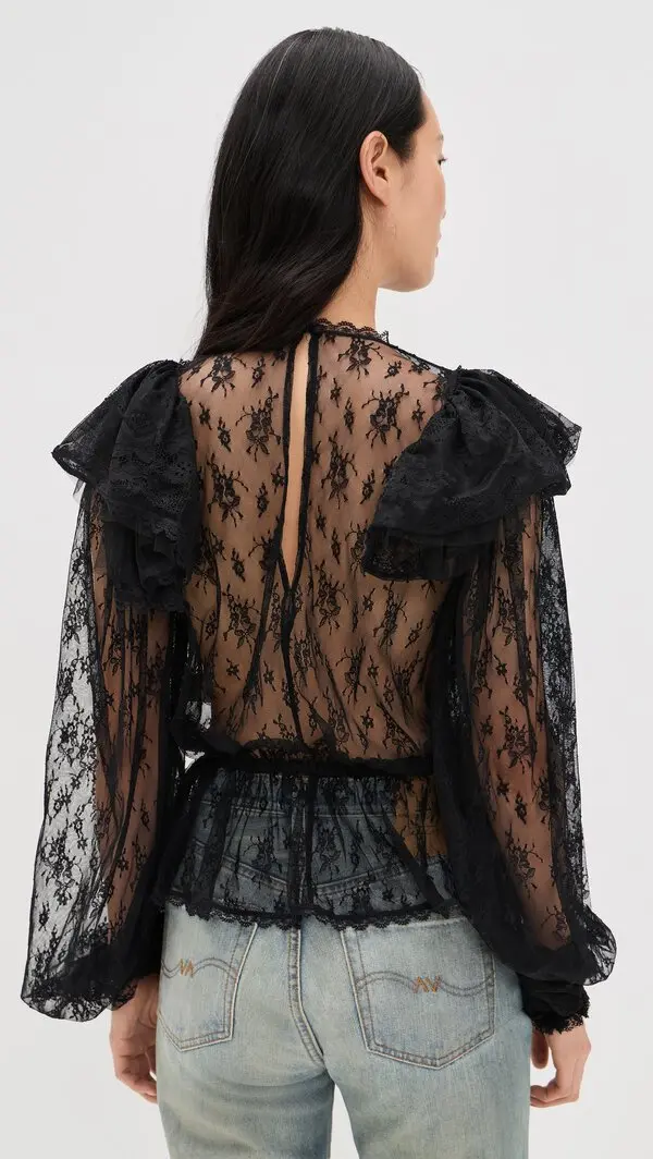 Ronny Kobo Talia Lace Blouse - Black