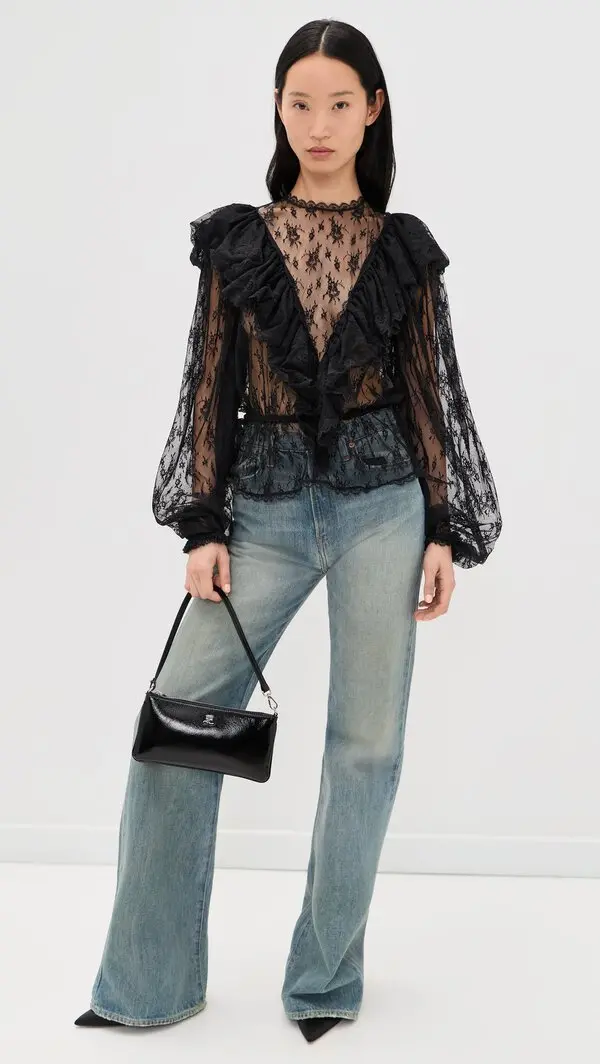 Ronny Kobo Talia Lace Blouse - Black