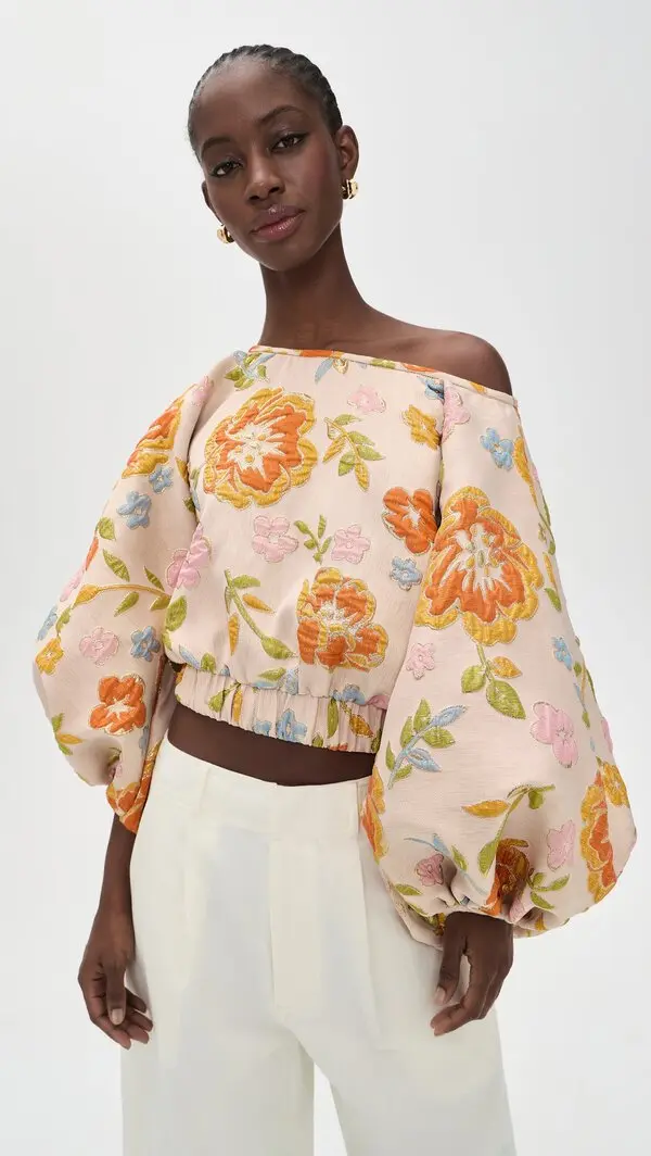 Arianne Elmy Floral Embroidered Jacquard Top