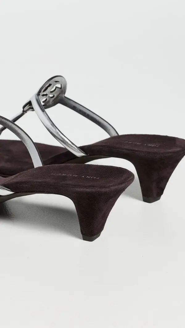 Tory Burch Miller Capri Kitten Heels - Silver/cocoa