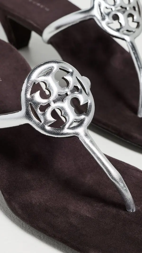 Tory Burch Miller Capri Kitten Heels - Silver/cocoa
