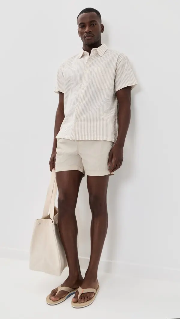 Onia Crinkled Swim Trunks - Stone